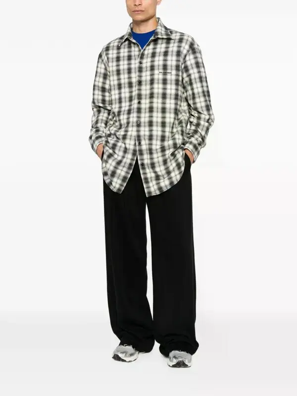 Balenciaga Check-pattern Logo-embroidered Shirt