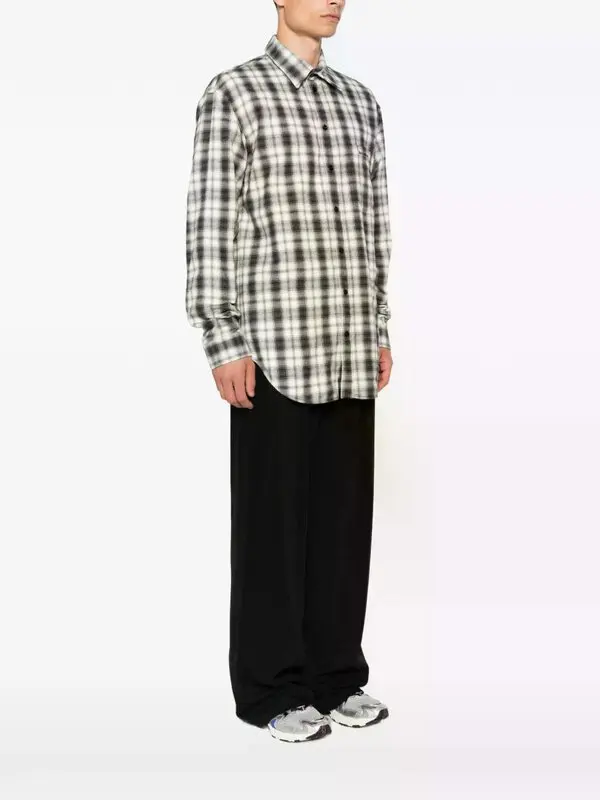 Balenciaga Check-pattern Logo-embroidered Shirt
