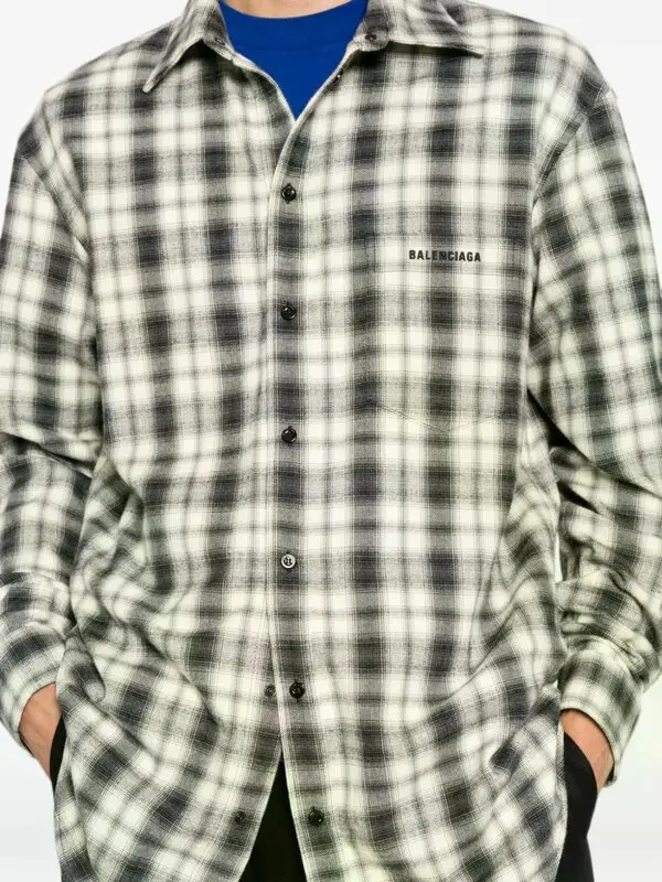 Balenciaga Check-pattern Logo-embroidered Shirt