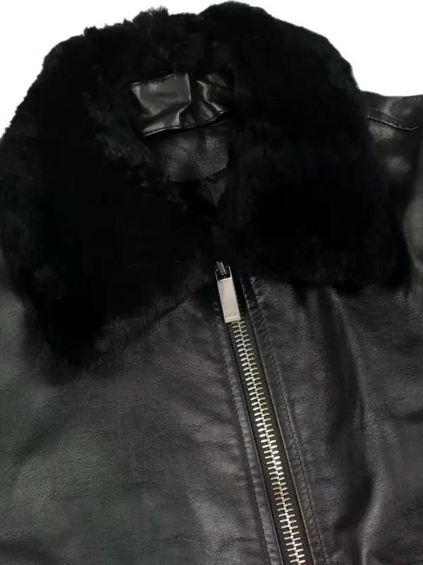 Dior Leather Shearling Collar Zip-up Jacket