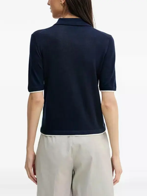 BENETTON Contrast Trim Polo Shirt - Blue