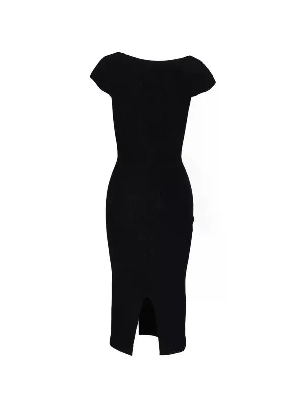 Khaite Allegra Sweetheart Neck Ribbed Knit Dress - Black