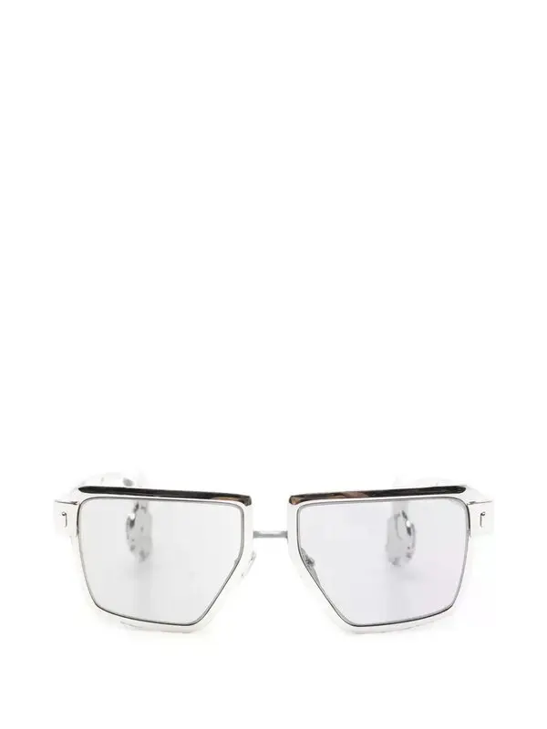 Prada Crystal Embellished Geometric Frame Sunglasses - Silver