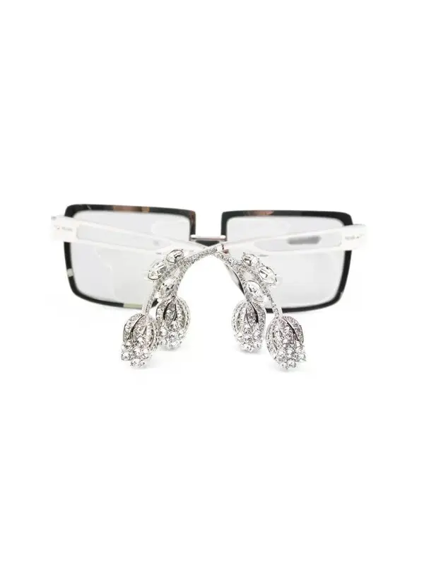Prada Crystal Embellished Geometric Frame Sunglasses