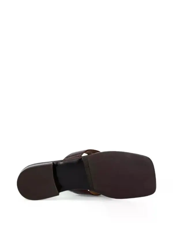 BILLI BI Leather Square-toe Flat Sandals - Brown