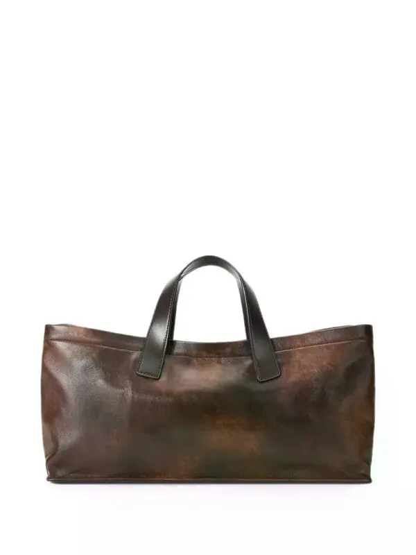 Staud Distressed Leather Tote Bag - Brown