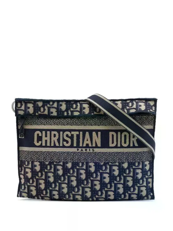 Dior Oblique Canvas Flat Crossbody Bag - Blue