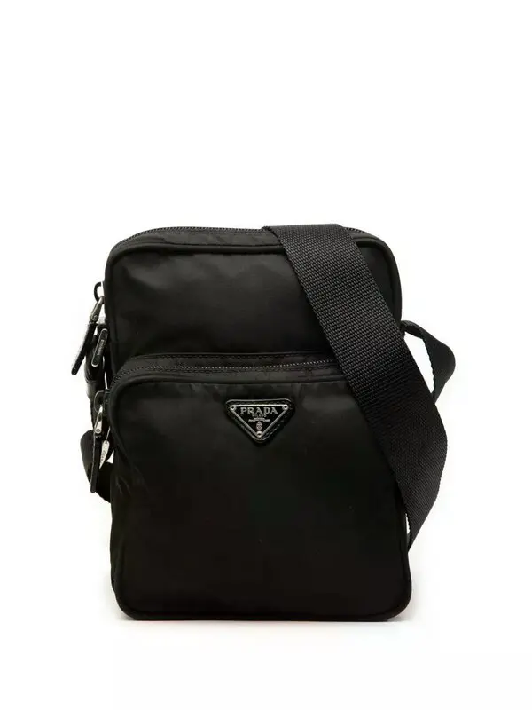 Prada Tessuto Zip Top Crossbody Bag - Black