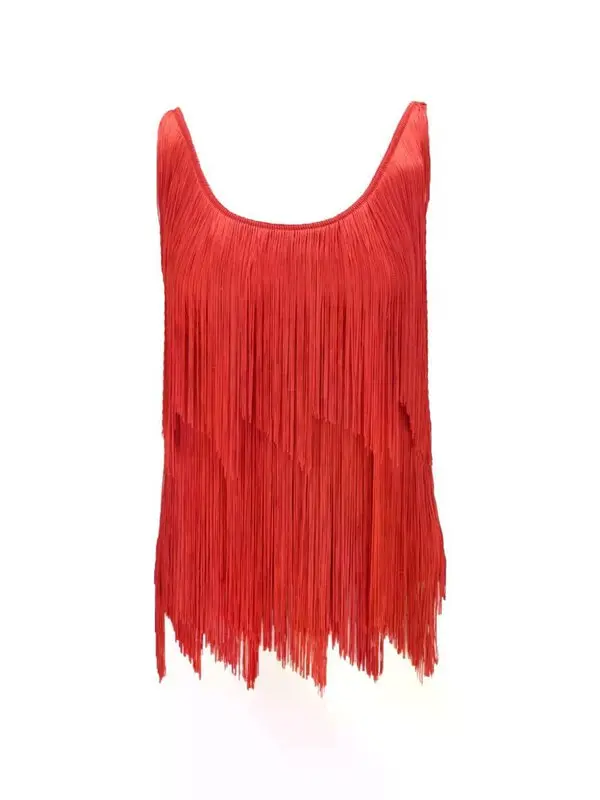 TOM FORD Sleeveless Fringe Detailed Top - Red