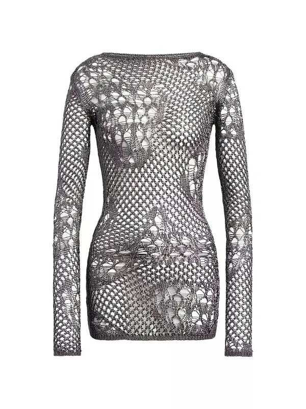 DONDUP Distressed Open-knit Mini Dress - Grey