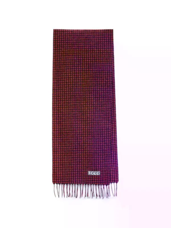JIL SANDER Gingham Fringed Scarf - Red