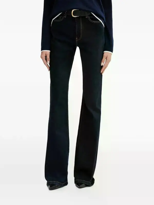 BENETTON Logo Patch Flared Jeans - Blue