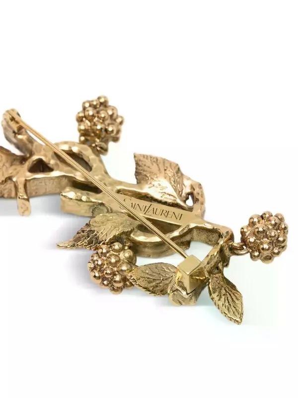 Saint Laurent Tone Berry Motif Brooch - Gold