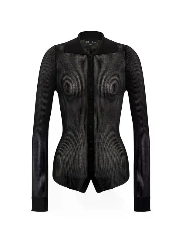 DONDUP Ribbed Knit Long Sleeve Cardigan - Black