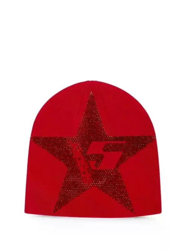 SP5DER Star Rhinestone Beanie - Red