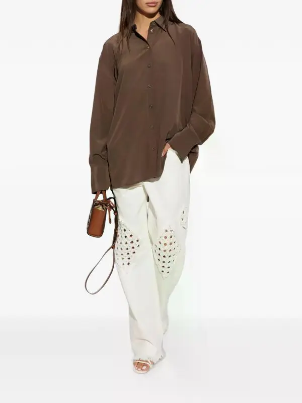 FERRAGAMO Crochet Insert Frayed Straight Leg Jeans