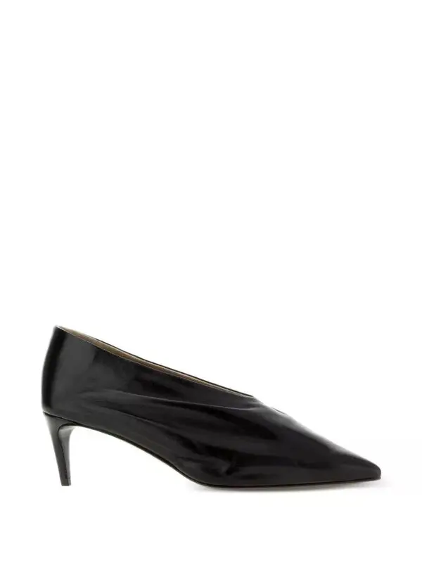 Khaite Miriam Ruched Leather Pumps - Black