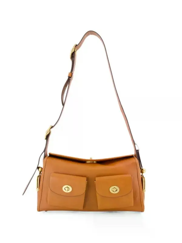 COACH Turnlock Haversack Leather Shoulder Bag - Brown