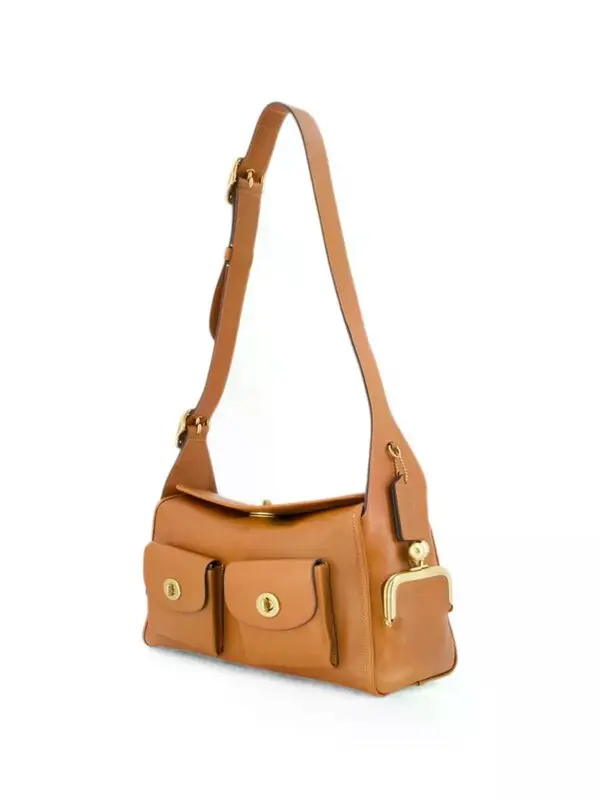COACH Turnlock Haversack Leather Shoulder Bag - Brown