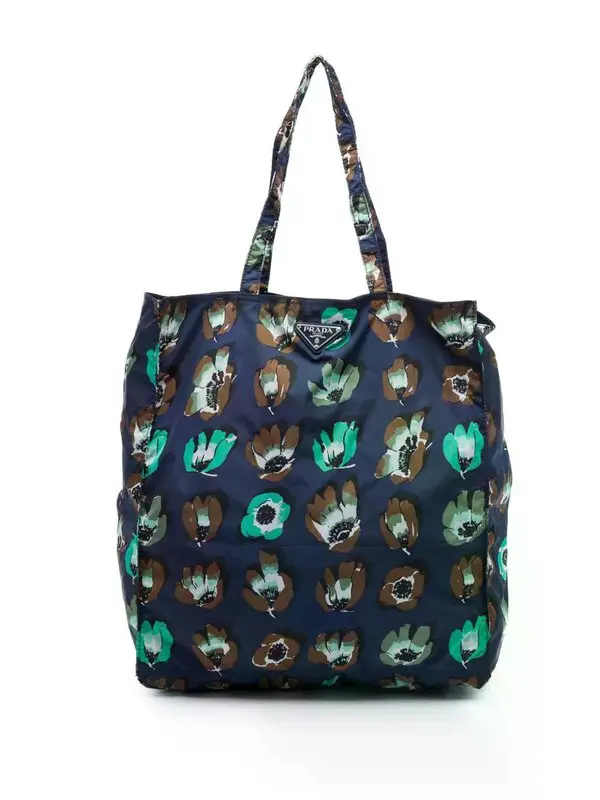 Prada Printed Nylon Tote Bag - Blue