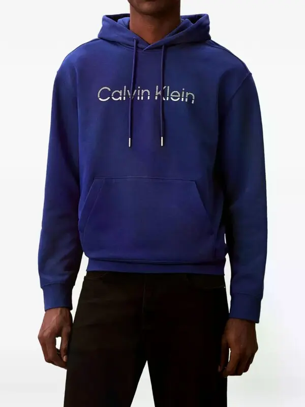 Calvin Klein Terry Logo-print Drawstring Hoodie - Blue