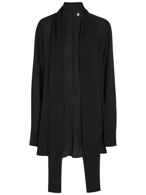 TOTEME Draped Scarf Woven Blouse - Black