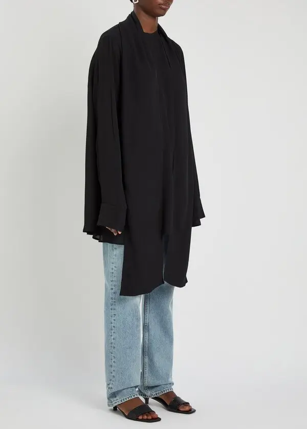 TOTEME Draped Scarf Woven Blouse