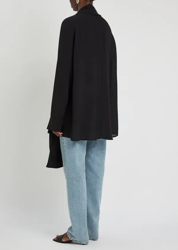 TOTEME Draped Scarf Woven Blouse