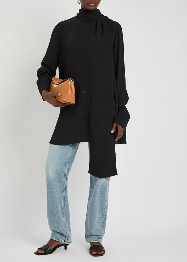 TOTEME Draped Scarf Woven Blouse