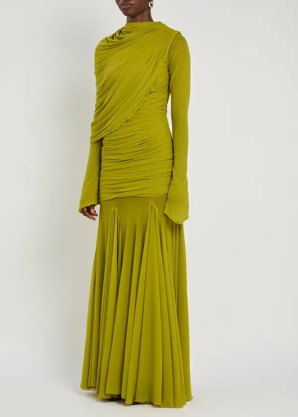 DEME The Oakland Draped Stretch-tulle Gown