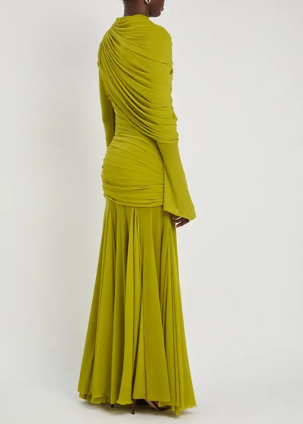 DEME The Oakland Draped Stretch-tulle Gown