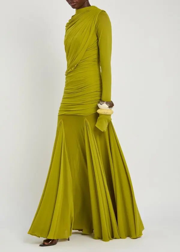 DEME The Oakland Draped Stretch-tulle Gown