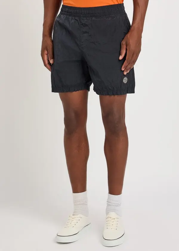 Stone Island Appliquéd Nylon Shorts - Navy