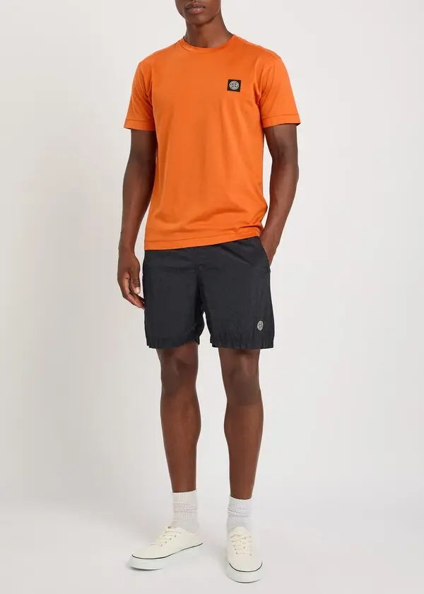 Stone Island Appliquéd Nylon Shorts - Navy