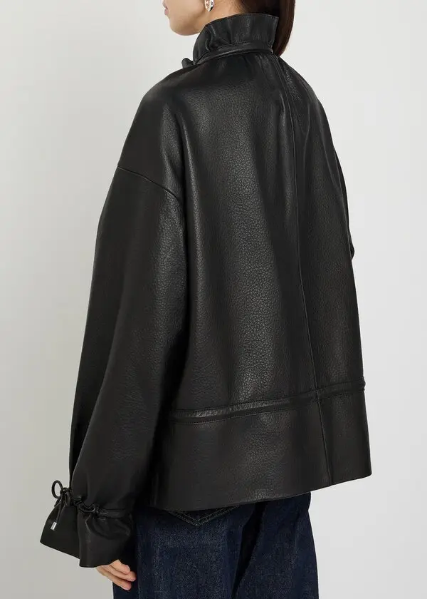 3.1 Phillip Lim Grained Leather Jacket With Drawstring Details
