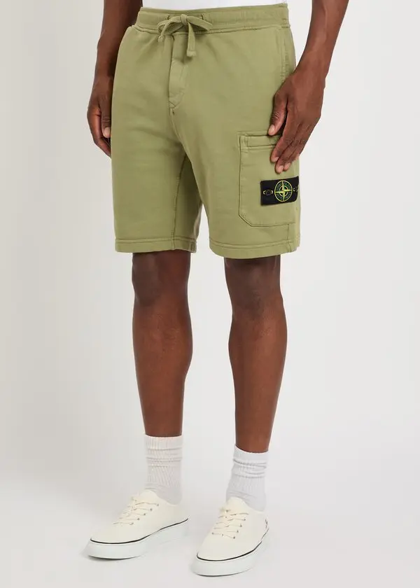 Stone Island Logo Cotton Shorts