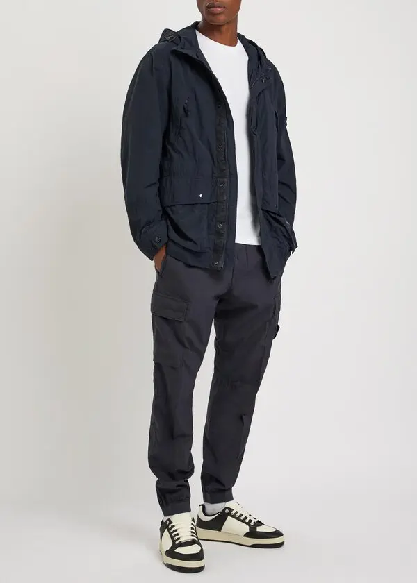 Stone Island Logo Stretch-cotton Cargo Trousers - Navy