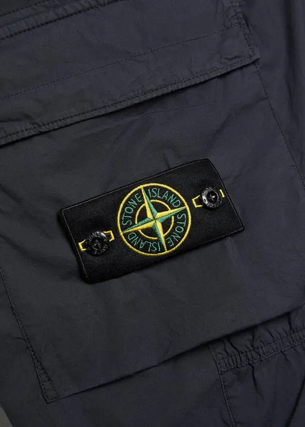 Stone Island Logo Stretch-cotton Cargo Trousers - Navy