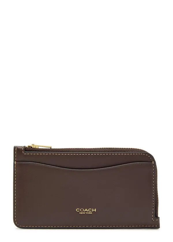 COACH New York Leather Card Holder - Brown