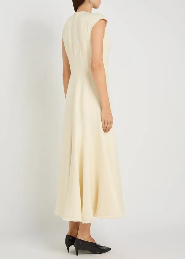 Gabriela Hearst Crowther Silk And Wool-blend Midi Dress - Ivory