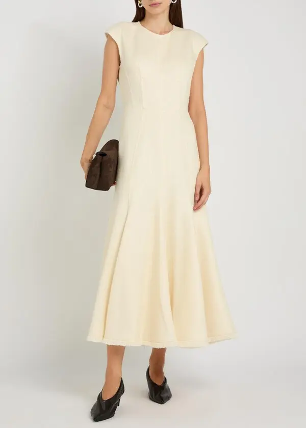 Gabriela Hearst Crowther Silk And Wool-blend Midi Dress - Ivory