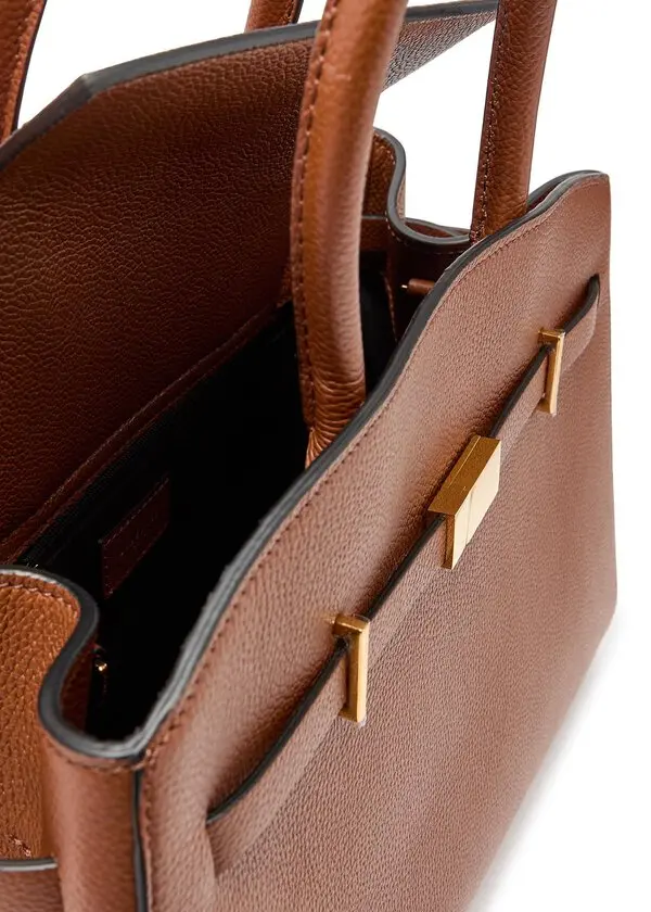 DEMELLIER The Hudson Midi Grained Leather Top Handle Bag - Tan