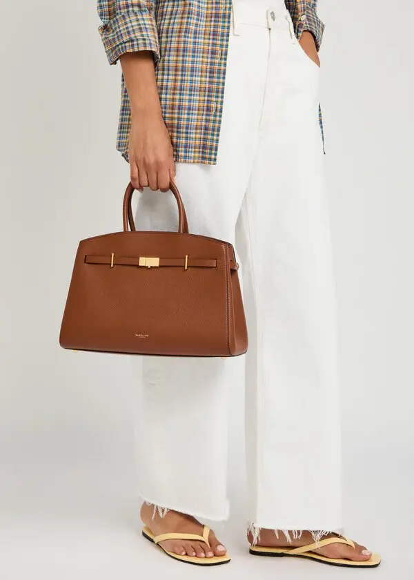 DEMELLIER The Hudson Midi Grained Leather Top Handle Bag - Tan