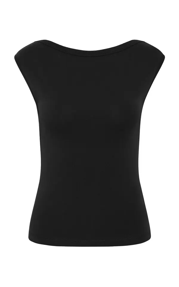 ST. AGNI Sleeveless Cotton Ballerina Top - Black