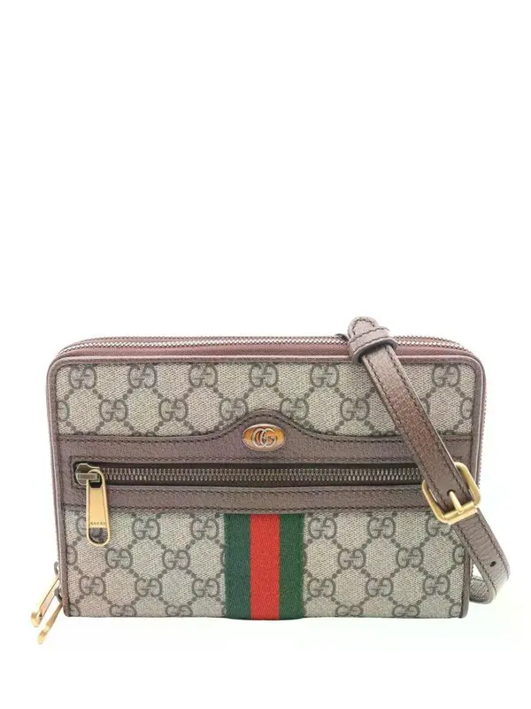 Gucci Ophidia Gg Supreme Web Wallet On Chain Crossbody Bag - Neutrals