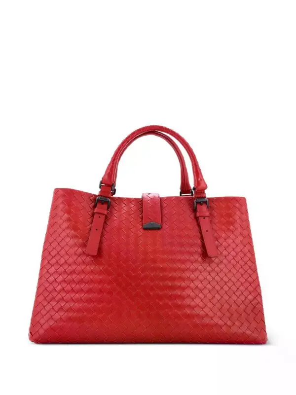Bottega Veneta Roma Bag Intrecciato Nappa Medium Tote Bag - Red