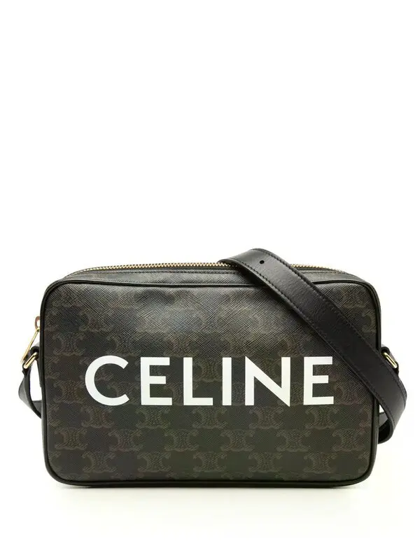 Celine Medium Triomphe Coated Canvas Logo Crossbody Bag