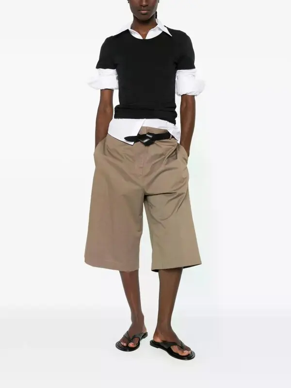 THE ROW Concealed Front Fastening Belted Shorts - Neutrals
