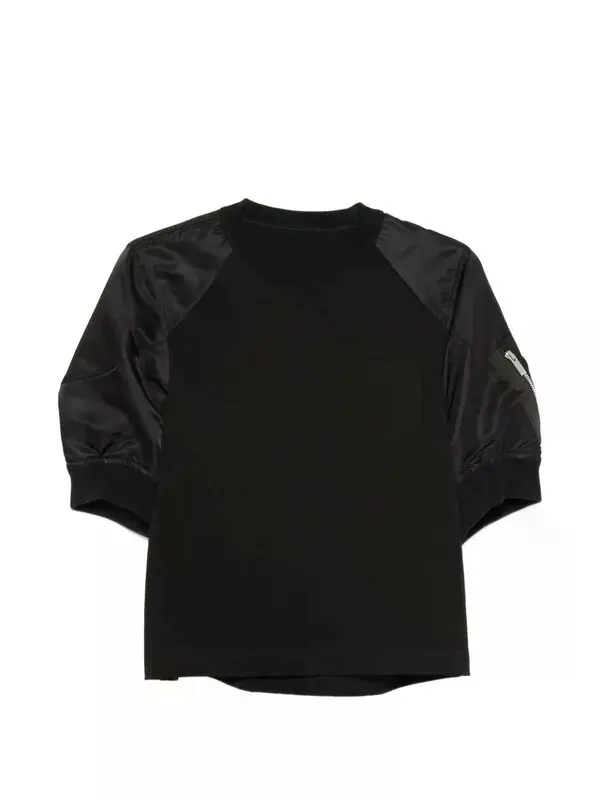 Sacai Crew Neck Sweatshirt With Zip Pocket Sleeve