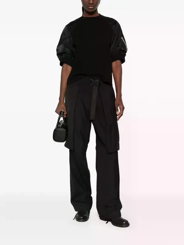 Sacai Crew Neck Sweatshirt With Zip Pocket Sleeve